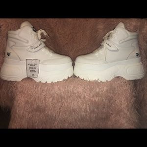 Naked wolf | Shoes | Naked Wolf Scandal White Leather Platform Shoes ...